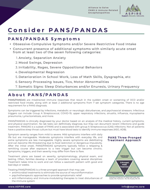 Handout - Learn about PANS PANDAS - Aspire