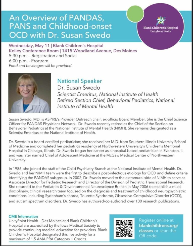 Blank Children's Hospital Events with Susan Swedo, MD - Aspire