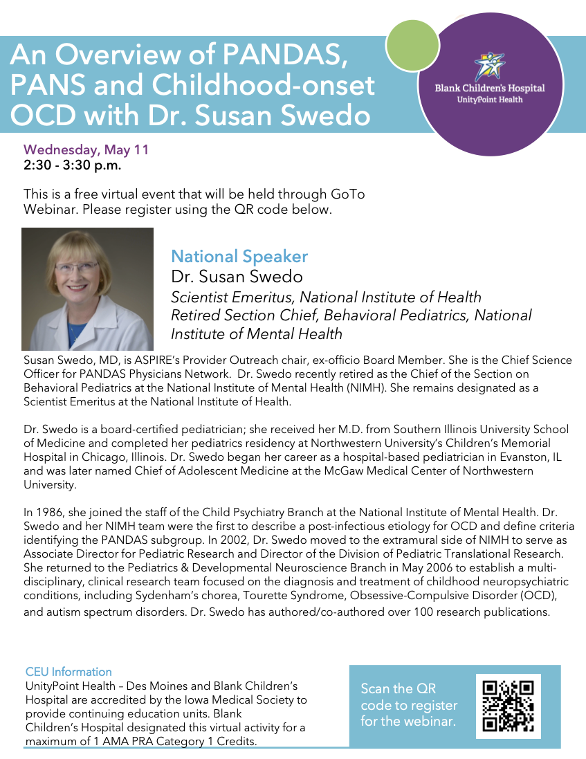 Blank Children's Hospital Events with Susan Swedo, MD - Aspire