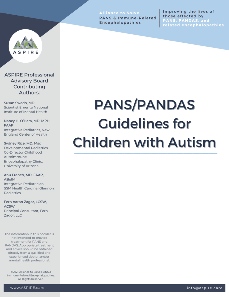 Toolkit - PANS/PANDAS Guidelines for Children with Autism - Aspire