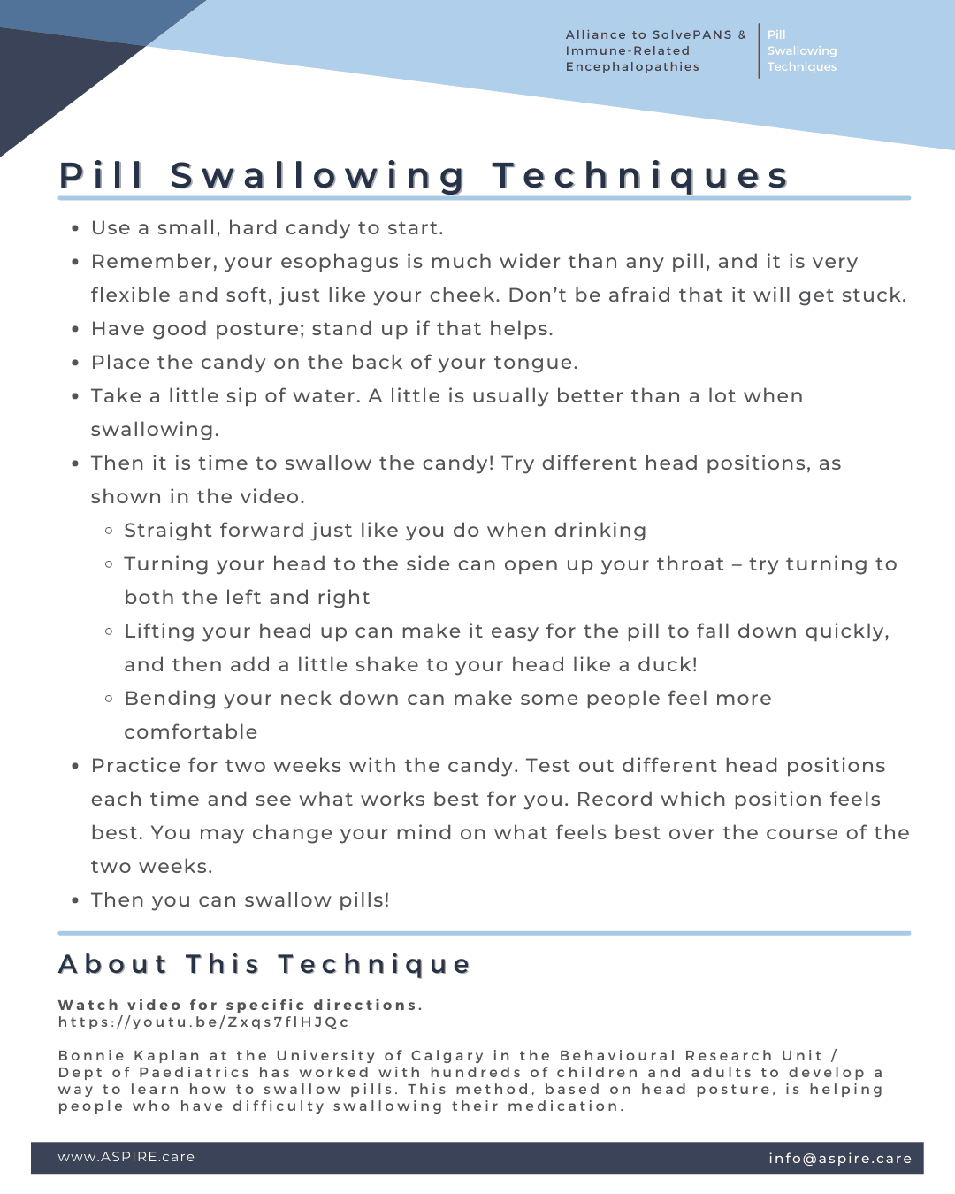 Pill Swallowing Techniques - Aspire