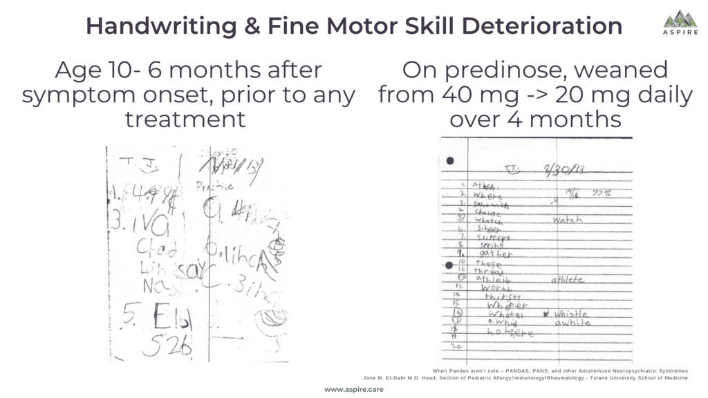 Fine Motor Skills & Handwriting Deterioration in PANS PANDAS - Aspire